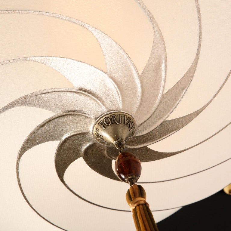 Saracen Shield Pendant Chandelier in Ivory Silk, Signed Fortuny at 1stDibs
