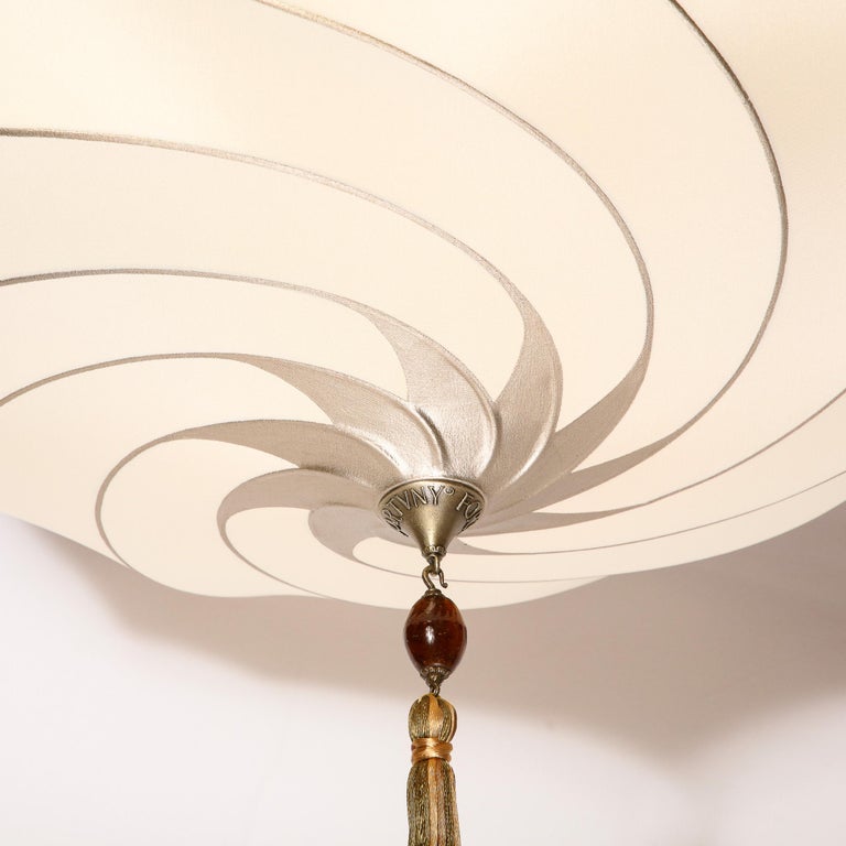 Saracen Shield Pendant Chandelier in Ivory Silk, Signed Fortuny at 1stDibs