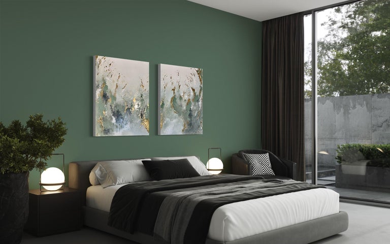 Sarah Berger - An Ode To Spring, Bold Abstract Seasonal Painting, Original Statement Diptych For ...