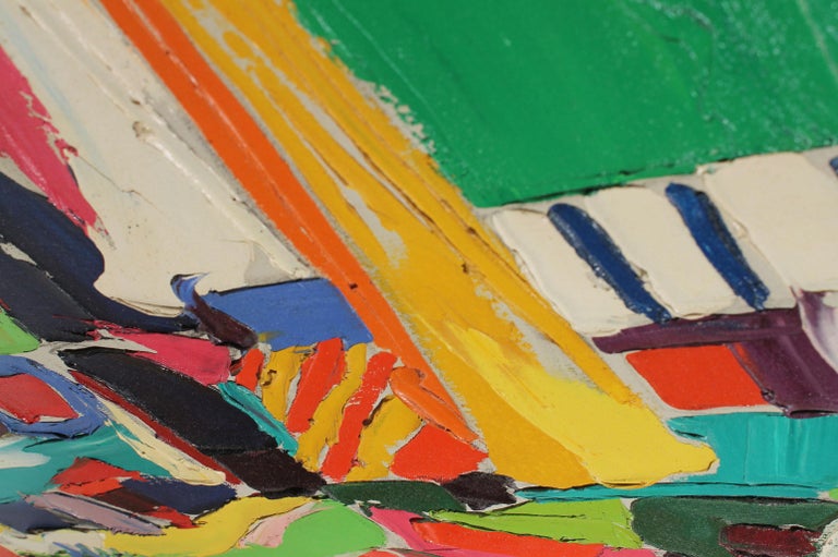 Sarah Leonard Krepp Large Mid-Century Modern Boats Painting For Sale at ...