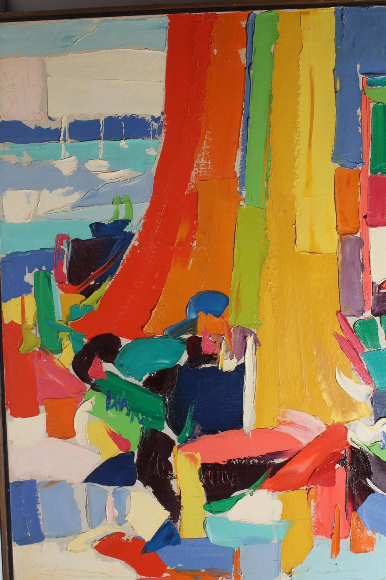 Sarah Leonard Krepp Large Mid-Century Modern Boats Painting For Sale at ...