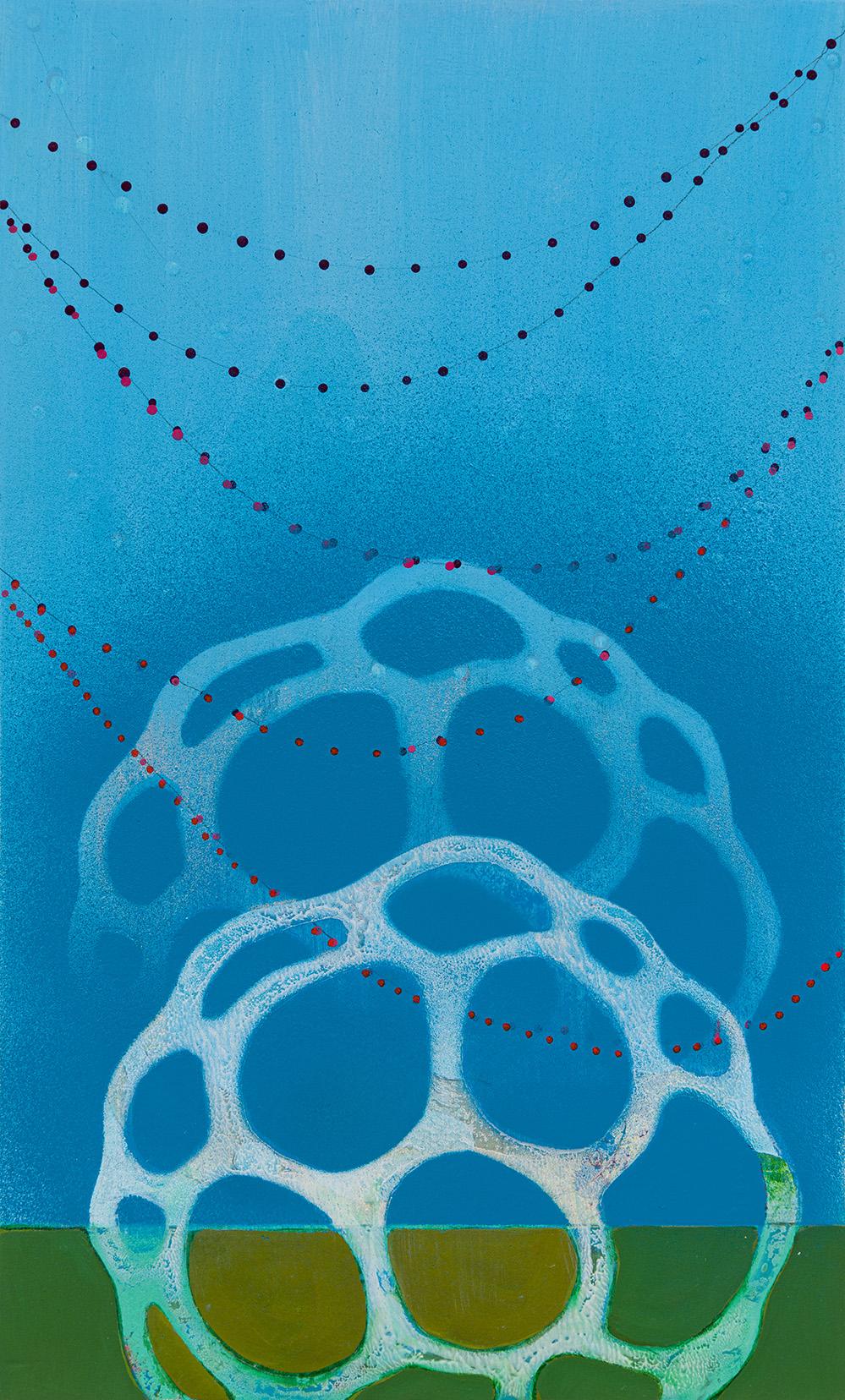 Sarah Lutz - Domino XI, abstract painting, oil and spray paint on panel ...