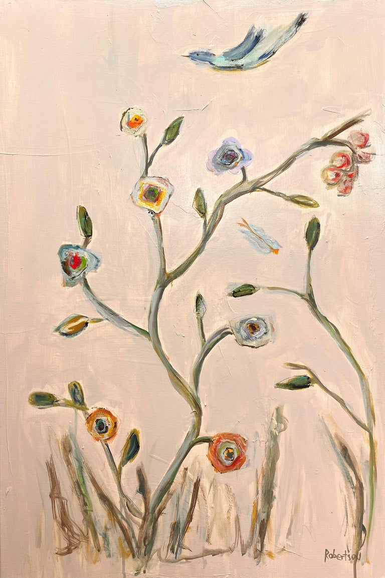 Sarah Robertson - Blue Birds I by Sarah Robertson, Mixed Media Floral ...