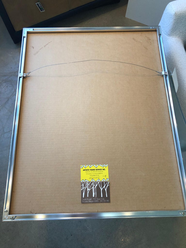 Sarah Russell Abstract Lithograph in Green, Blue, Yellow, Red, Orange ...