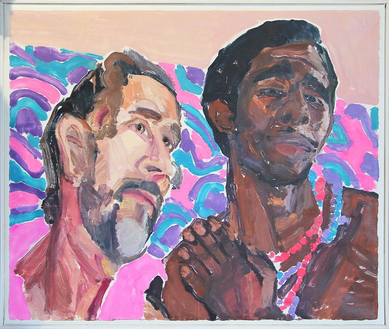 Saralene Tapley - "Gary and Elo" Contemporary Abstract Blue and Pink ...