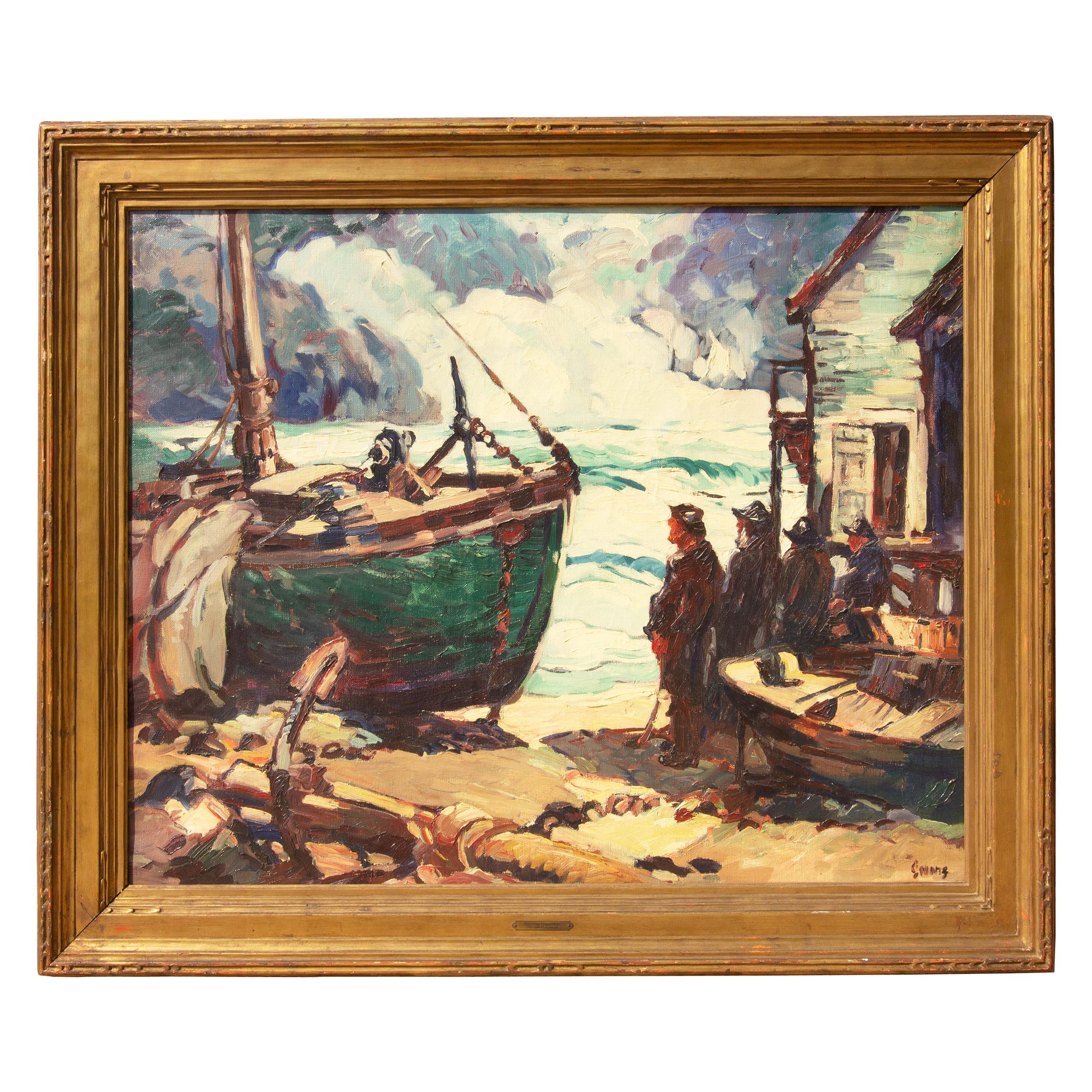 George Pearse Ennis (American 1884-1936). "Saturday Afternoon" Oil ...