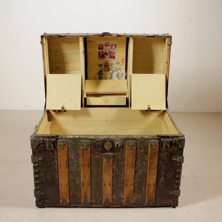 Saratoga Trunk Chromed Metal Wood, USA, Third Quarter of 1800 at 1stDibs