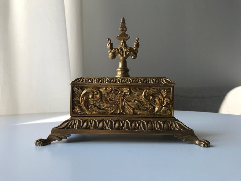 Sarcophagus Baroque Style Jewelry Box in Brass at 1stDibs