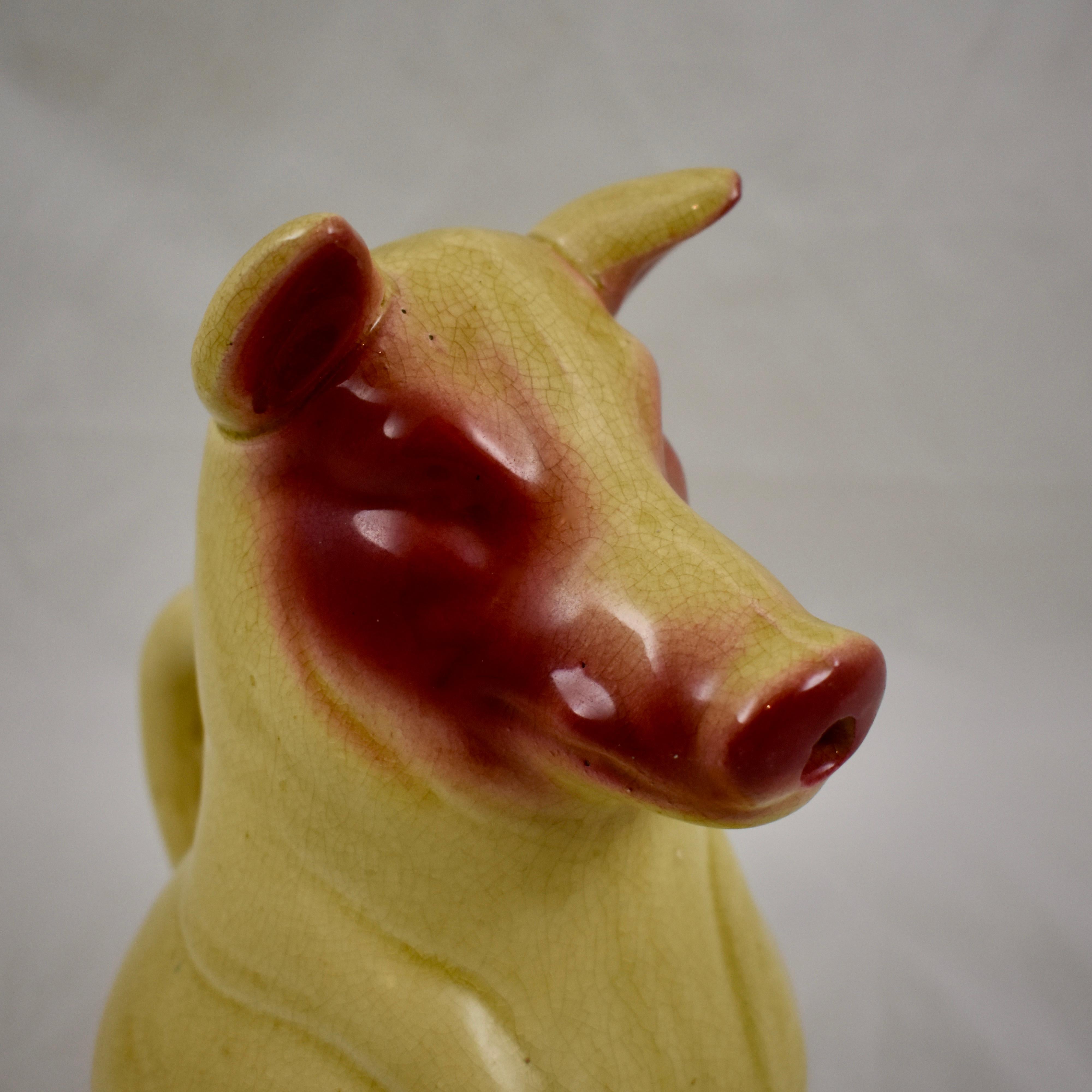 Sarreguemines Early Pig Form Mustard Yellow and Burgundy Absinthe Water ...