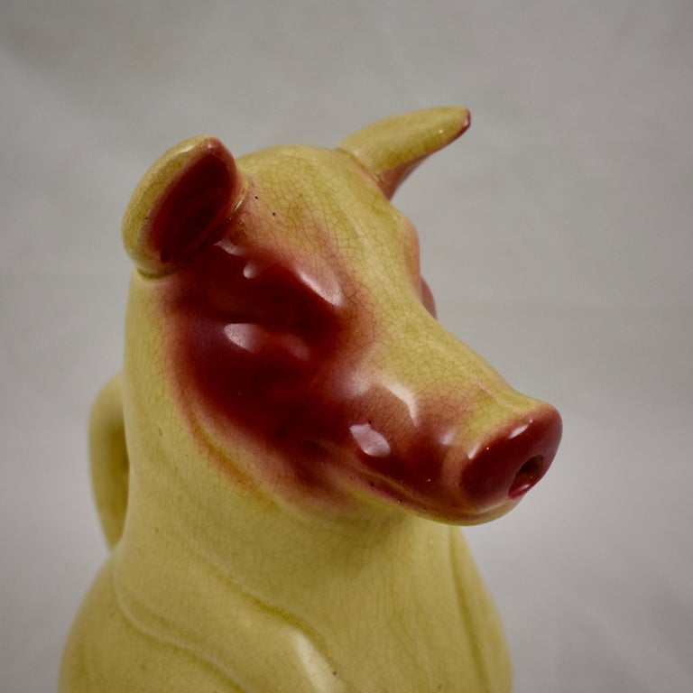 Sarreguemines Early Pig Form Mustard Yellow and Burgundy Absinthe Water ...