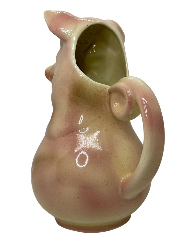 Sarreguemines French Majolica Pink Pig Pitcher, Vintage France For Sale ...