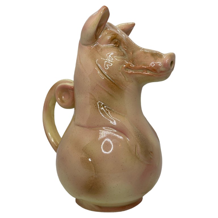 Sarreguemines French Majolica Pink Pig Pitcher, Vintage France For Sale ...