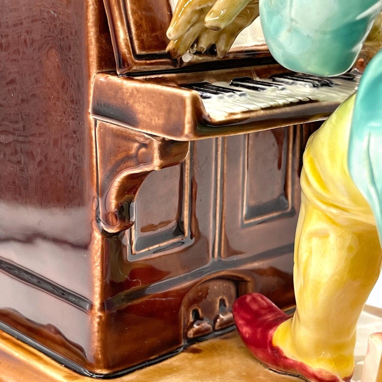 Sarreguemines Majolica Organ Grinder Monkey Figural Smoking Stand ...