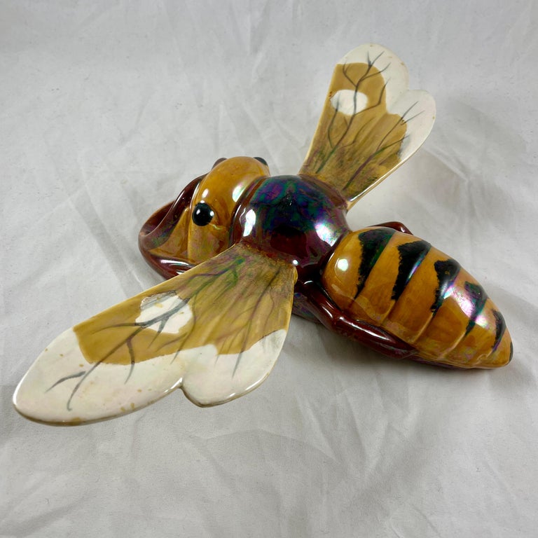 Sarreguemines Super Large Iridescent Wasp Bee Wall Pocket, France 1910 ...