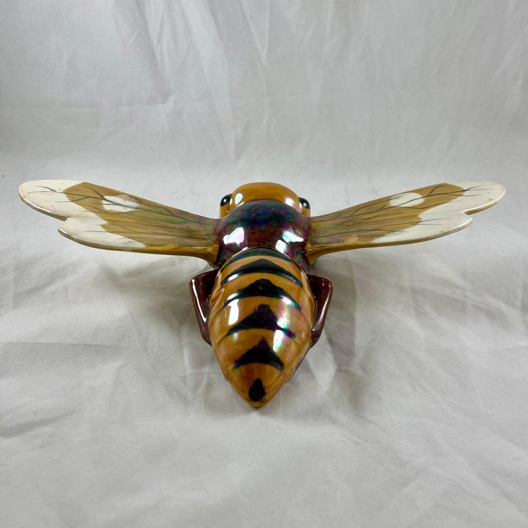 Sarreguemines Super Large Iridescent Wasp Bee Wall Pocket, France 1910 ...