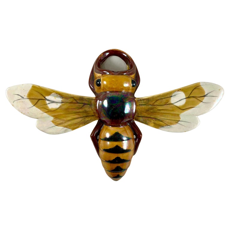 Sarreguemines Super Large Iridescent Wasp Bee Wall Pocket, France 1910 ...