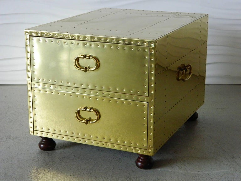 Sarreid Brass-Clad Night Stand Chests at 1stDibs