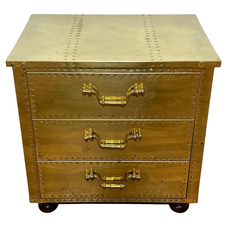 Sarreid Brass Clad Three-Drawer Chest, circa 1970s For Sale at 1stDibs