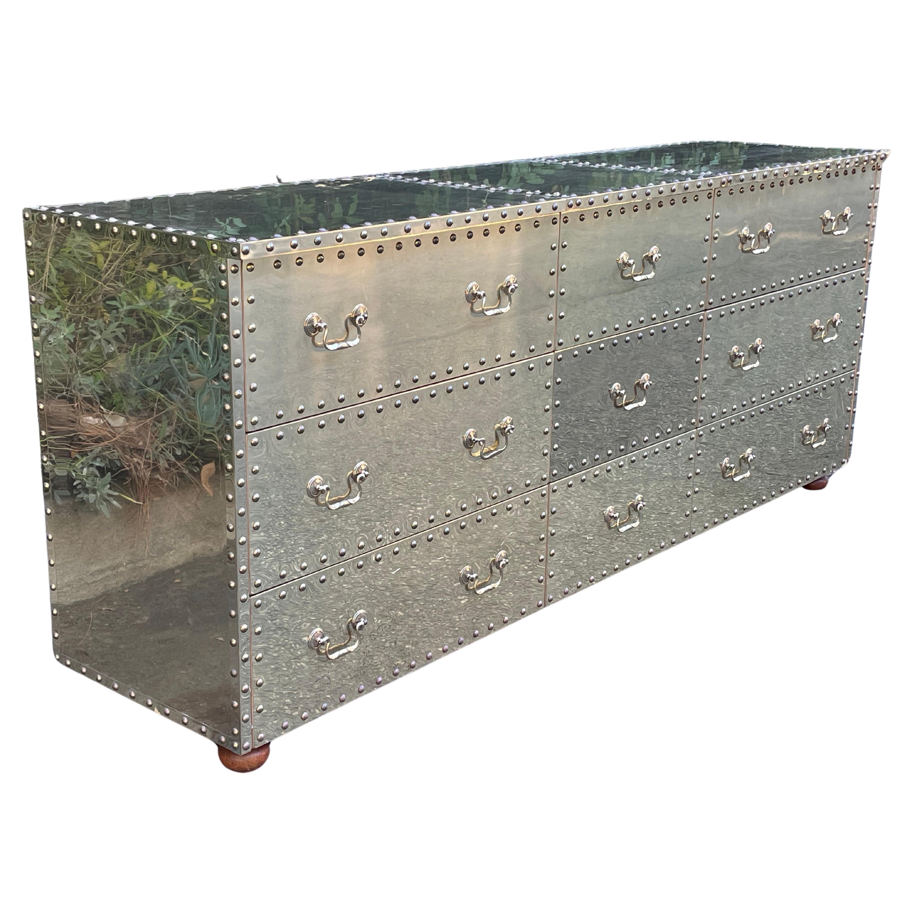 Sarreid Brass Clad Triple Dresser, circa 1970s For Sale at 1stDibs