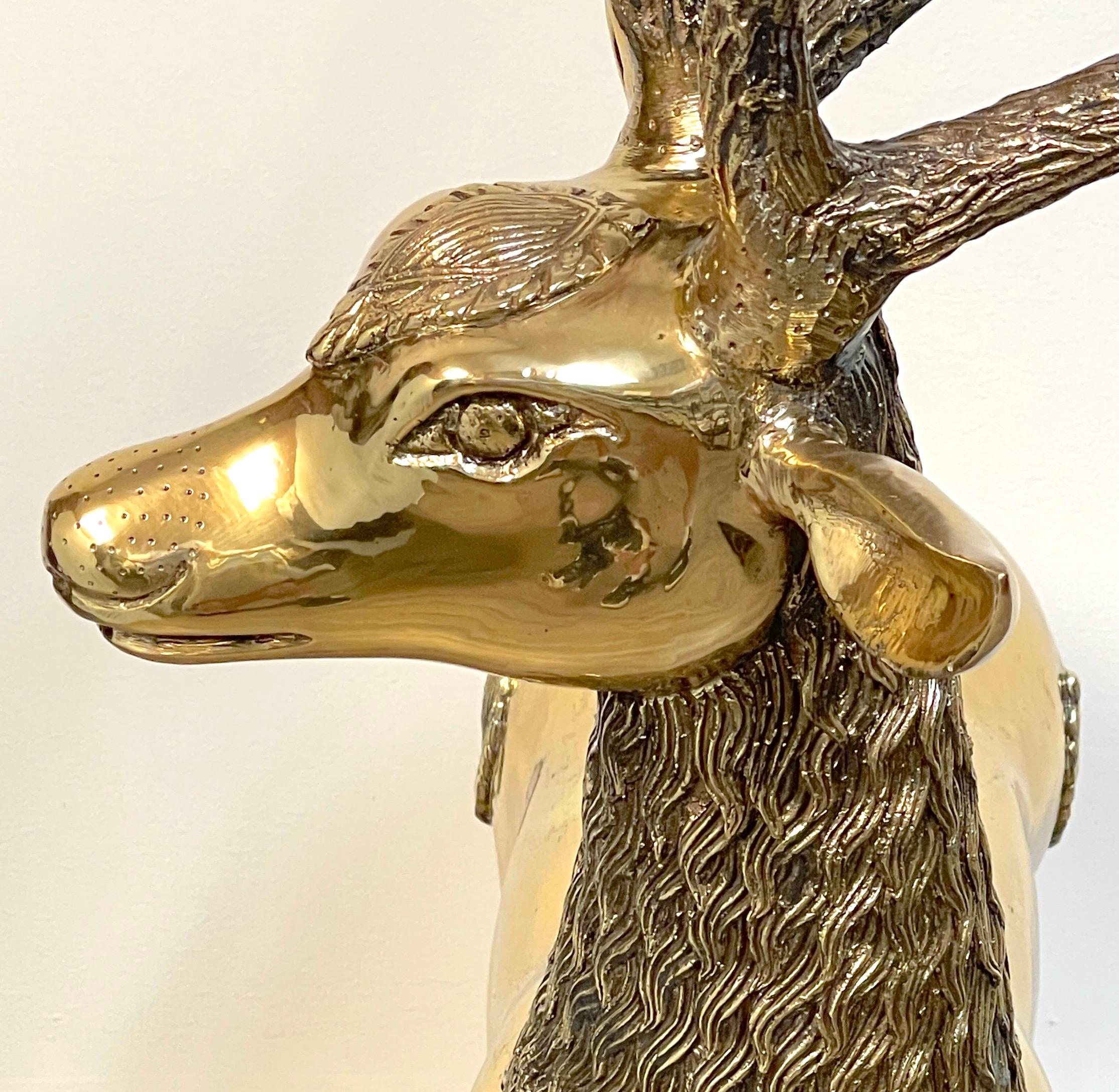 Sarreid Six Point Polished Brass Figure of a Buck, Near Life Size For ...