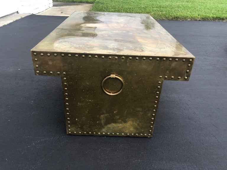 Sarried Ltd Brass Coffee Table with Rivets For Sale at 1stDibs