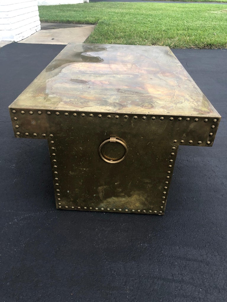 Sarried Ltd Brass Coffee Table with Rivets For Sale at 1stDibs