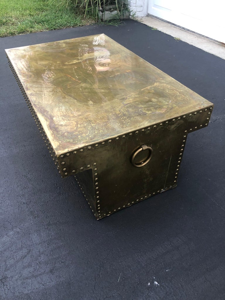 Sarried Ltd Brass Coffee Table with Rivets For Sale at 1stDibs