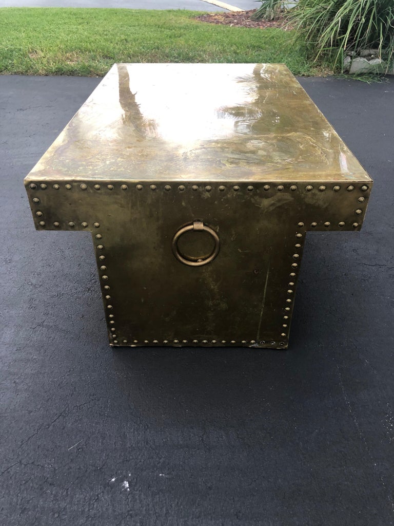 Sarried Ltd Brass Coffee Table with Rivets For Sale at 1stDibs