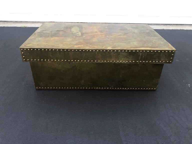 Sarried Ltd Brass Coffee Table with Rivets For Sale at 1stDibs