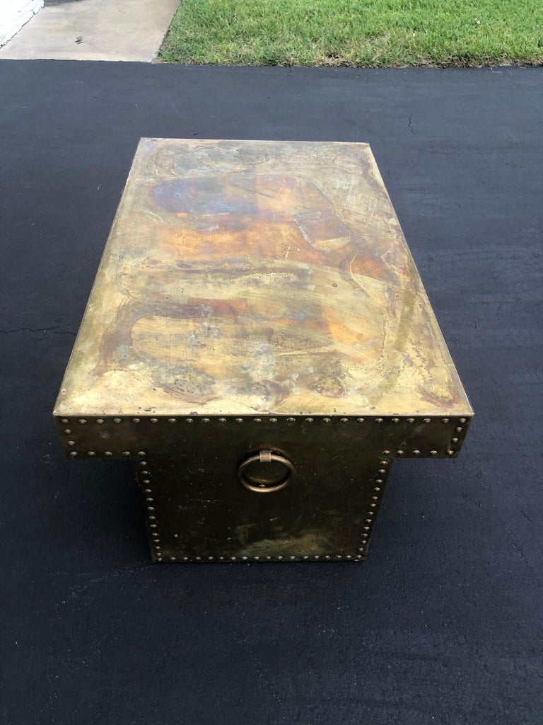 Sarried Ltd Brass Coffee Table with Rivets For Sale at 1stDibs