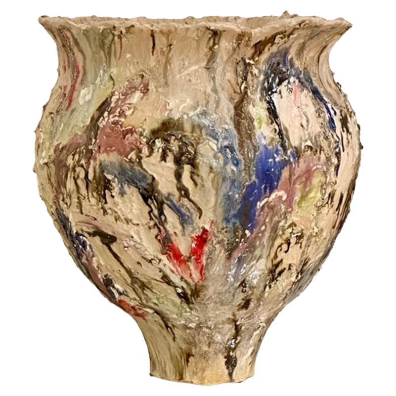 Chris Staley, Large Jar with Textured Surface in Mottled Green, Signed ...