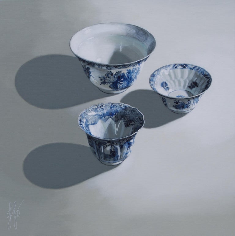 Sasja Wagenaar - ''Three Bowls in Light'', Dutch Contemporary Dutch Still-Life with Porcelain at ...