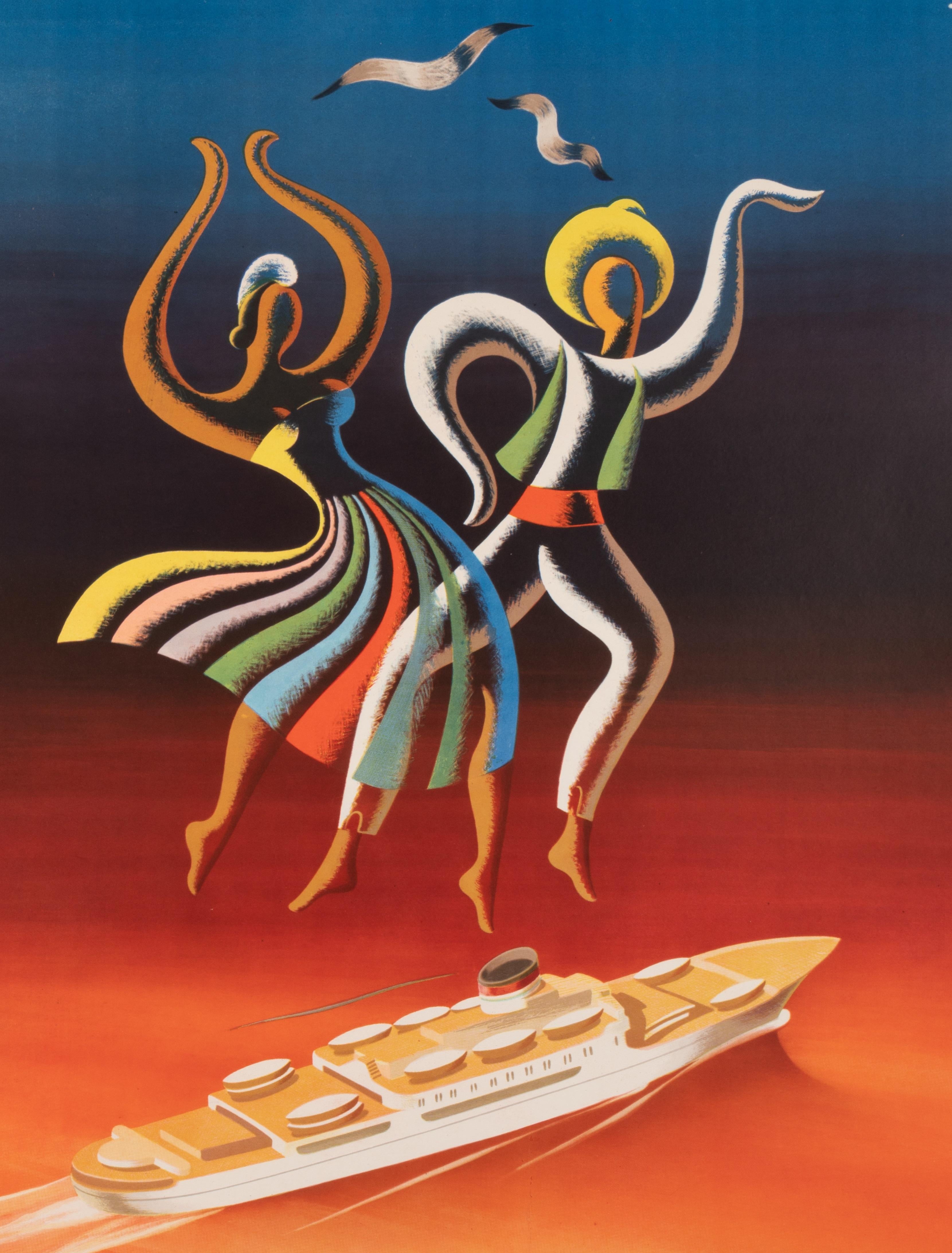 Sassi, Original Vintage Poster, Central America, Italian Line, Ships ...