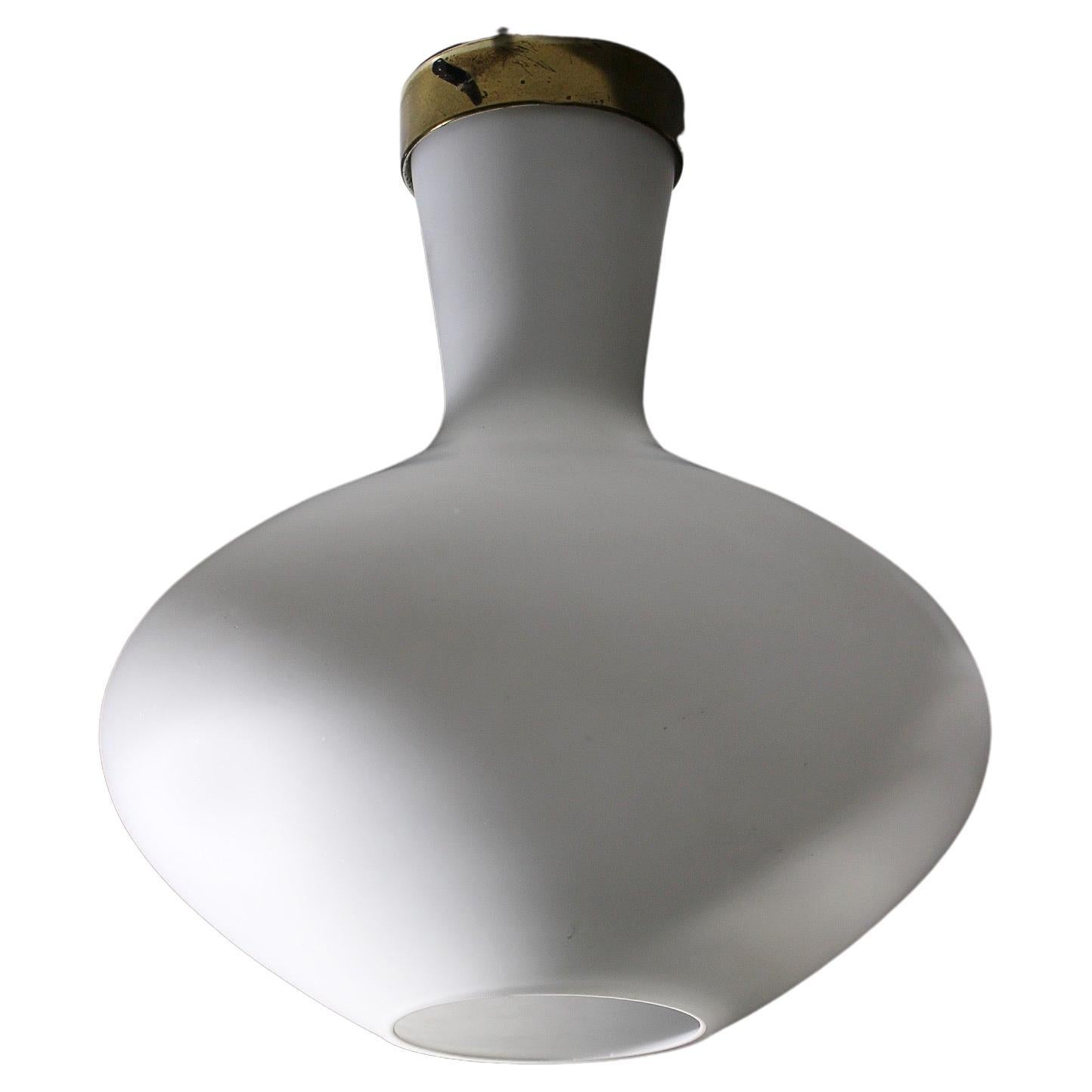 Satin glass flush mount by Stilnovo, 1950s For Sale at 1stDibs
