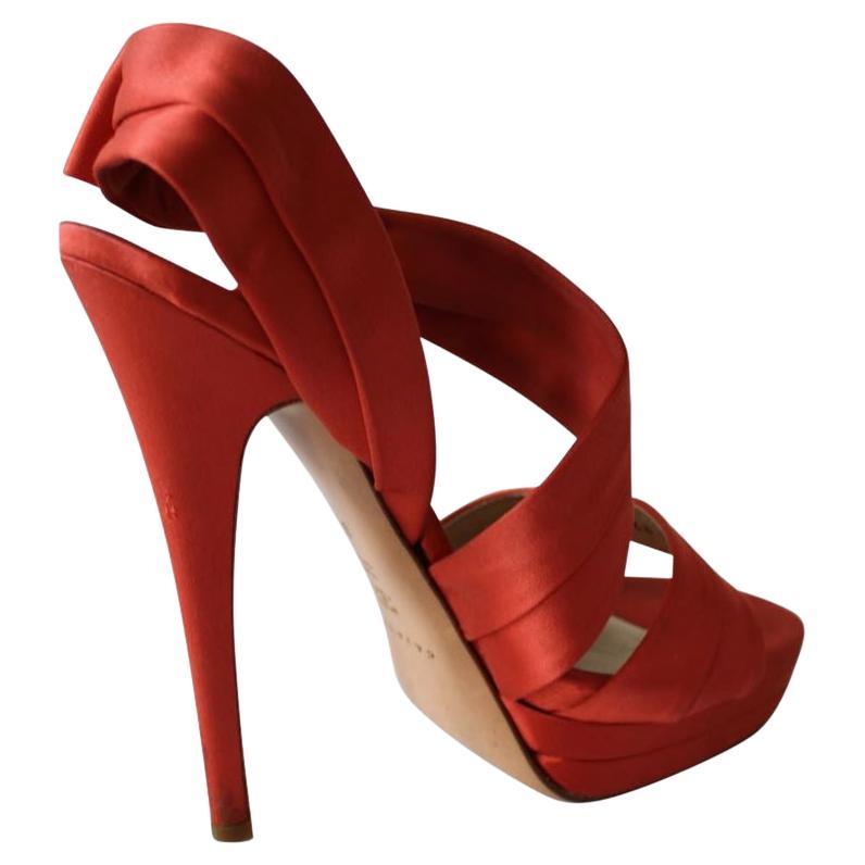 Casadei Red Satin and Sequin Sandals For Sale at 1stDibs