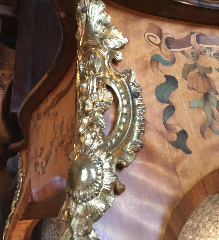 Satinwood and Marquetry Inlaid Gilt Ormolu Mounted Bureau Plat Table ...