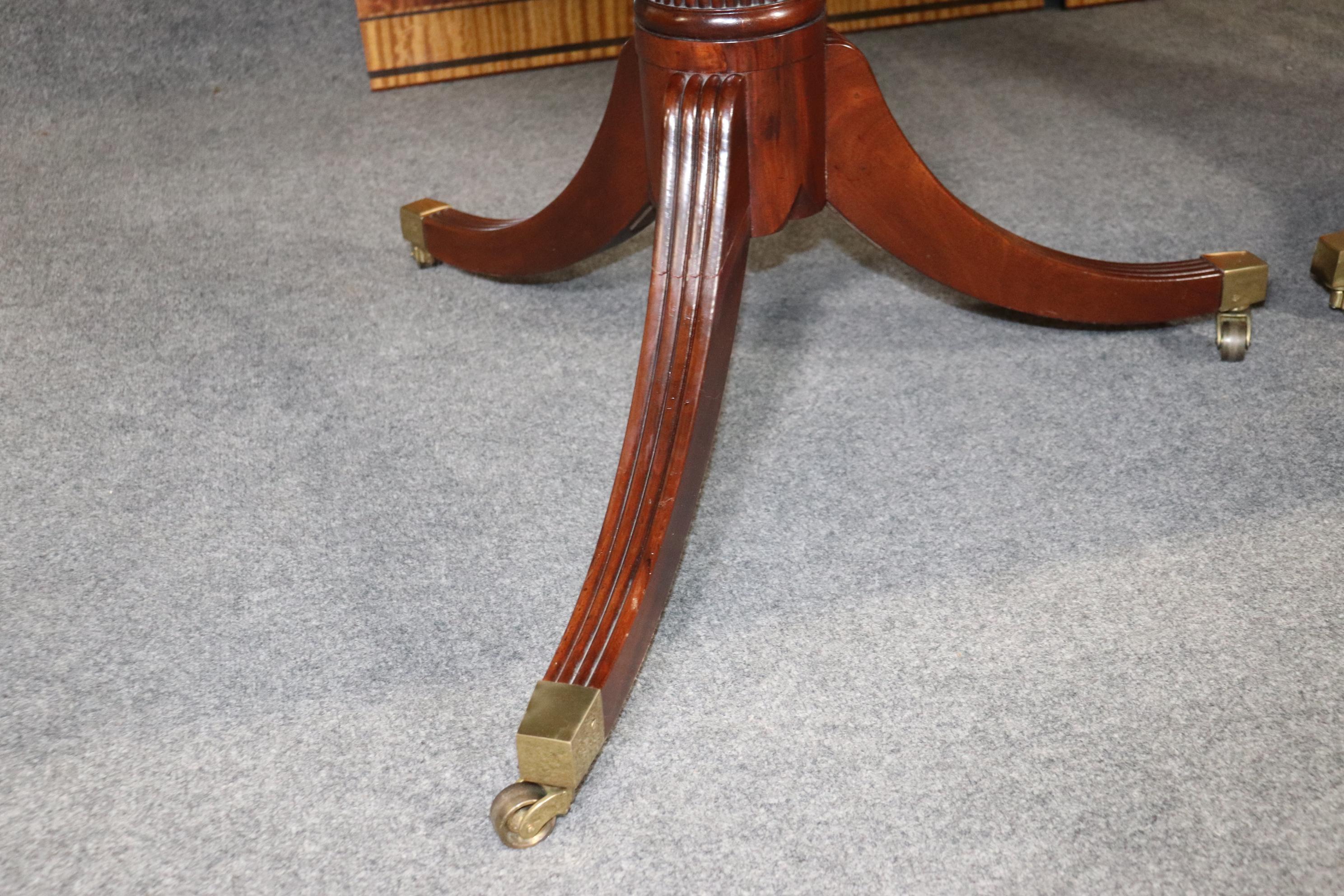 Satinwood Banded Flame Mahogany Sheraton Style Dining Table with 3 ...