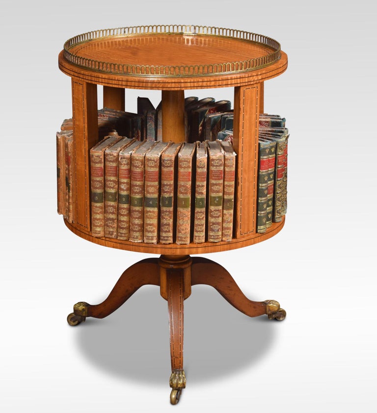 Satinwood Circular Revolving Bookcase at 1stDibs