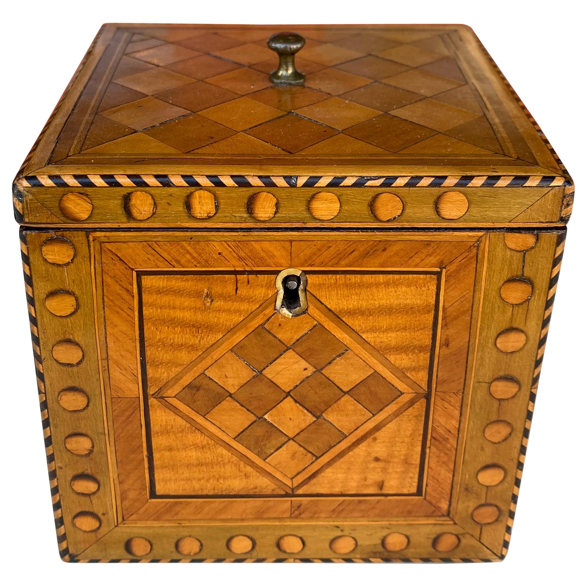 George III 18th Century Satinwood Inlaid Tea Chest For Sale at 1stDibs