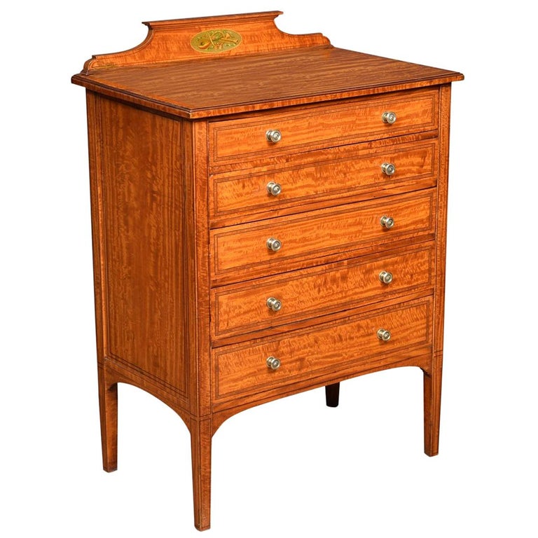 Satinwood Inlaid Music Chest For Sale at 1stDibs