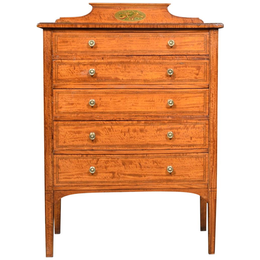 Satinwood Inlaid Music Chest For Sale at 1stDibs