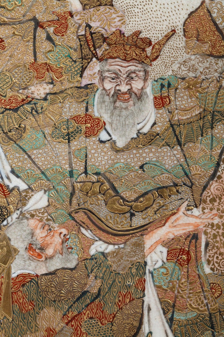 Satsuma Plate Decorated with Animated Characters, Japan at 1stDibs