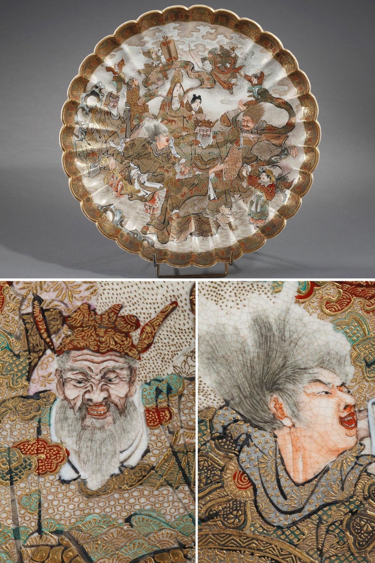 Satsuma Plate Decorated with Animated Characters, Japan at 1stDibs