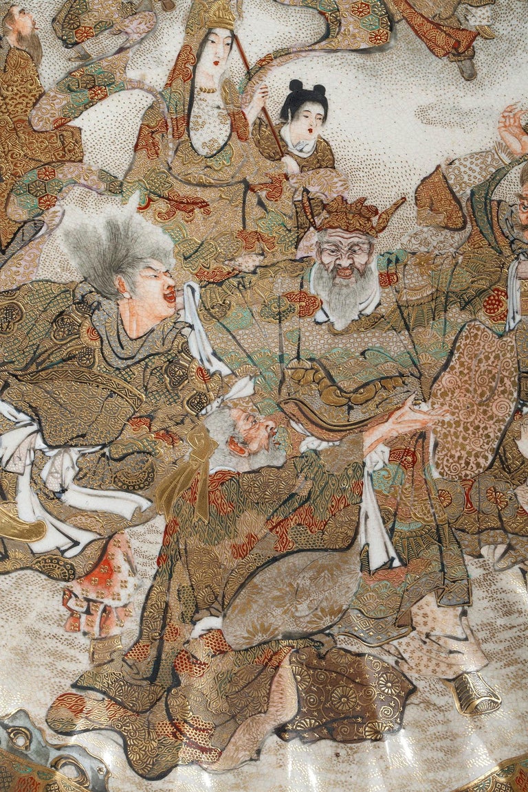 Satsuma Plate Decorated with Animated Characters, Japan at 1stDibs