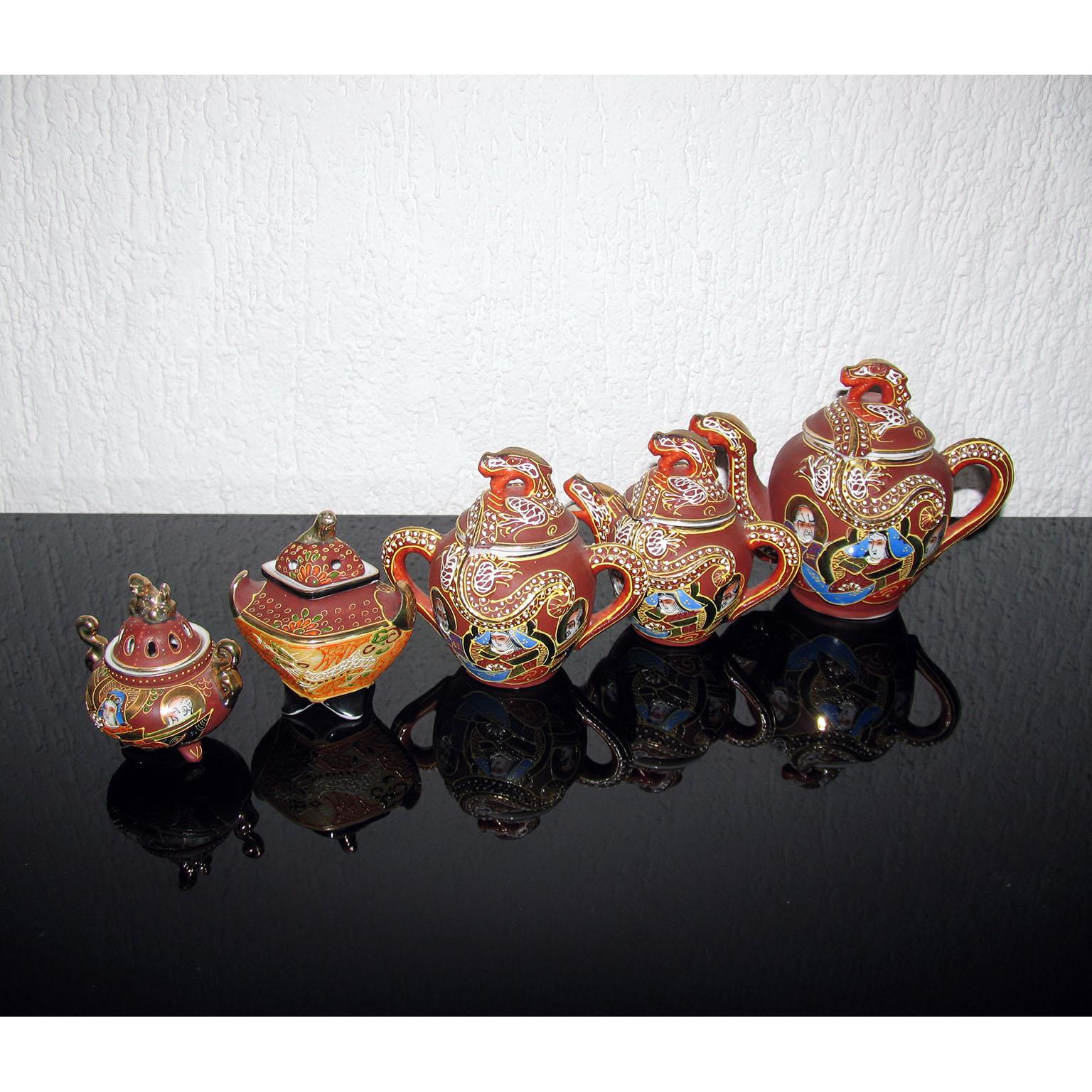 Satsuma Porcelain Tea Set, Geisha Lithophane, Mid-Century, Japan, Free ...