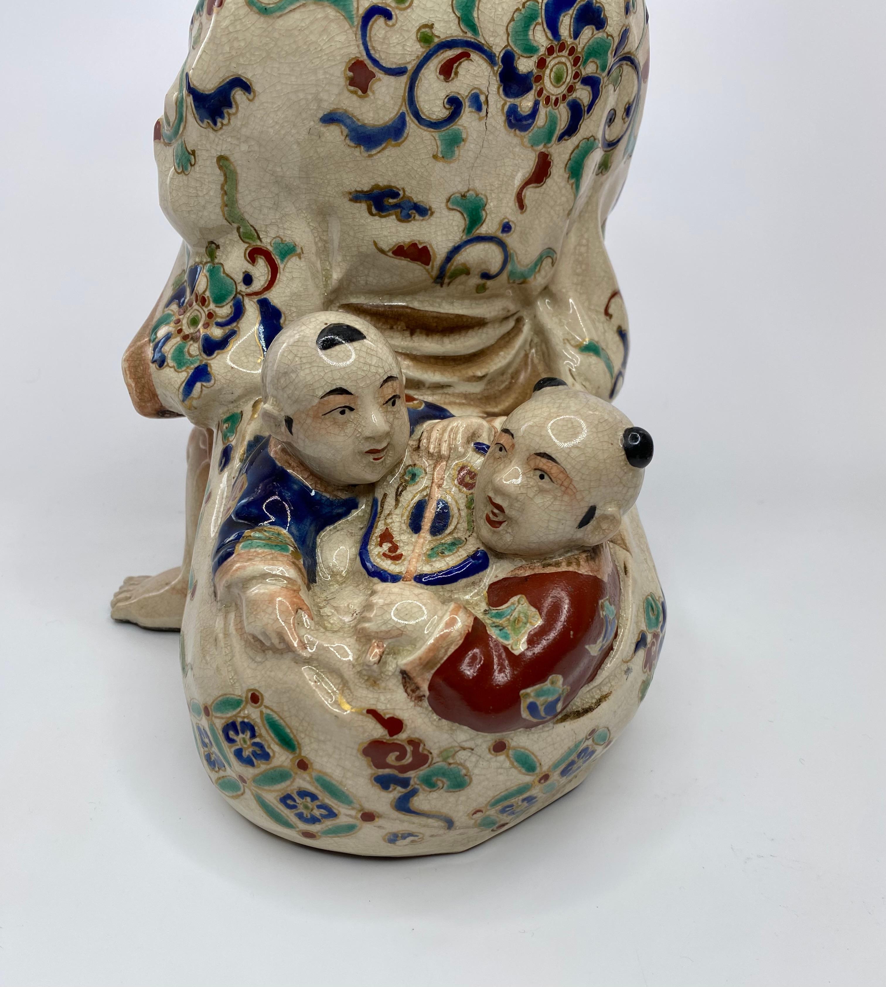 Satsuma Pottery Figure ‘Hotei’, Japan, C. 1890, Meiji Period at 1stDibs
