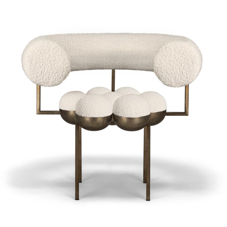 Saturn Chair Bronze Oxidized Steel and Cream Boucle Wool by Lara Bohinc ...