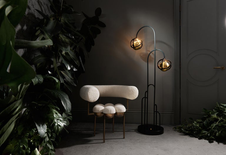 Saturn Chair Bronze Oxidized Steel and Cream Boucle Wool by Lara Bohinc ...