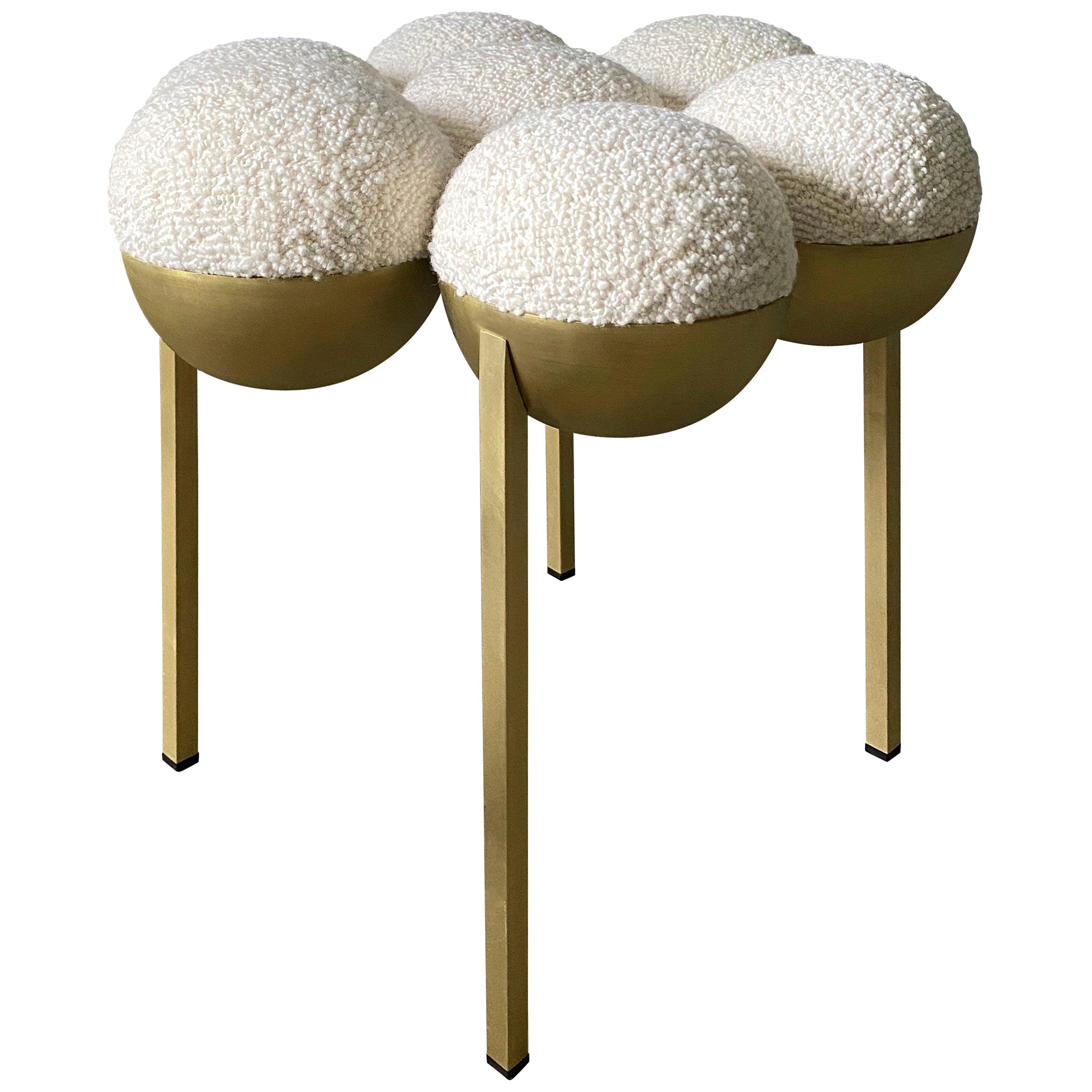 Saturn Pouffe Small, Brass Frame and Ivory Fabric by Lara Bohinc, in ...