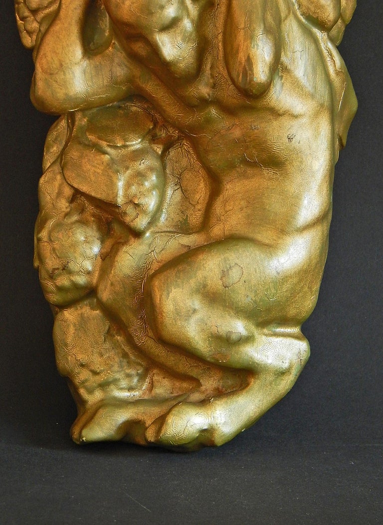 "Satyr Carrying Grapes," Gold Glazed Wall Sculpture by Rookwood, 1915 ...
